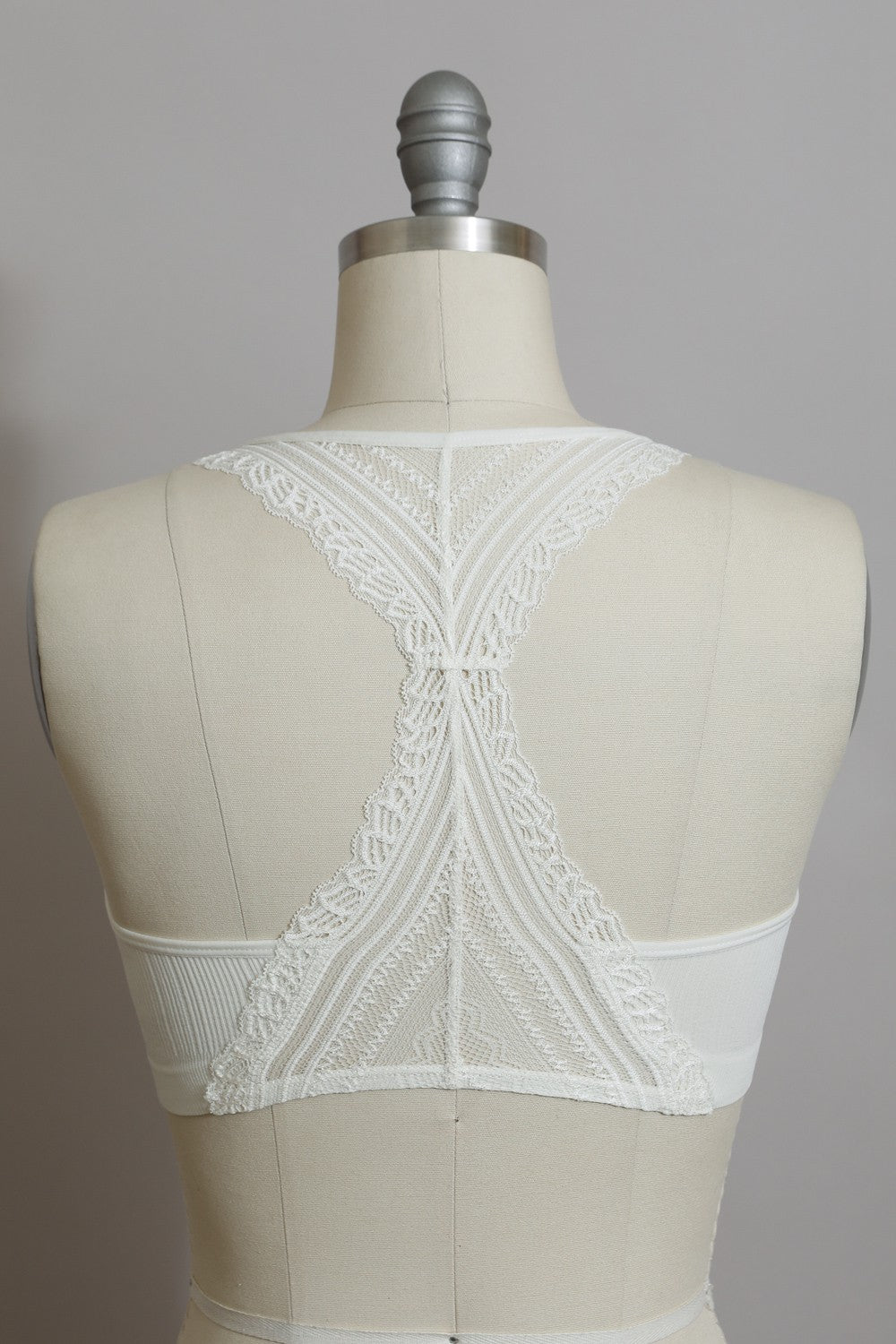 Seamless Front Lace Racerback Bralette (Ivory) – Ashe Couture, Inc